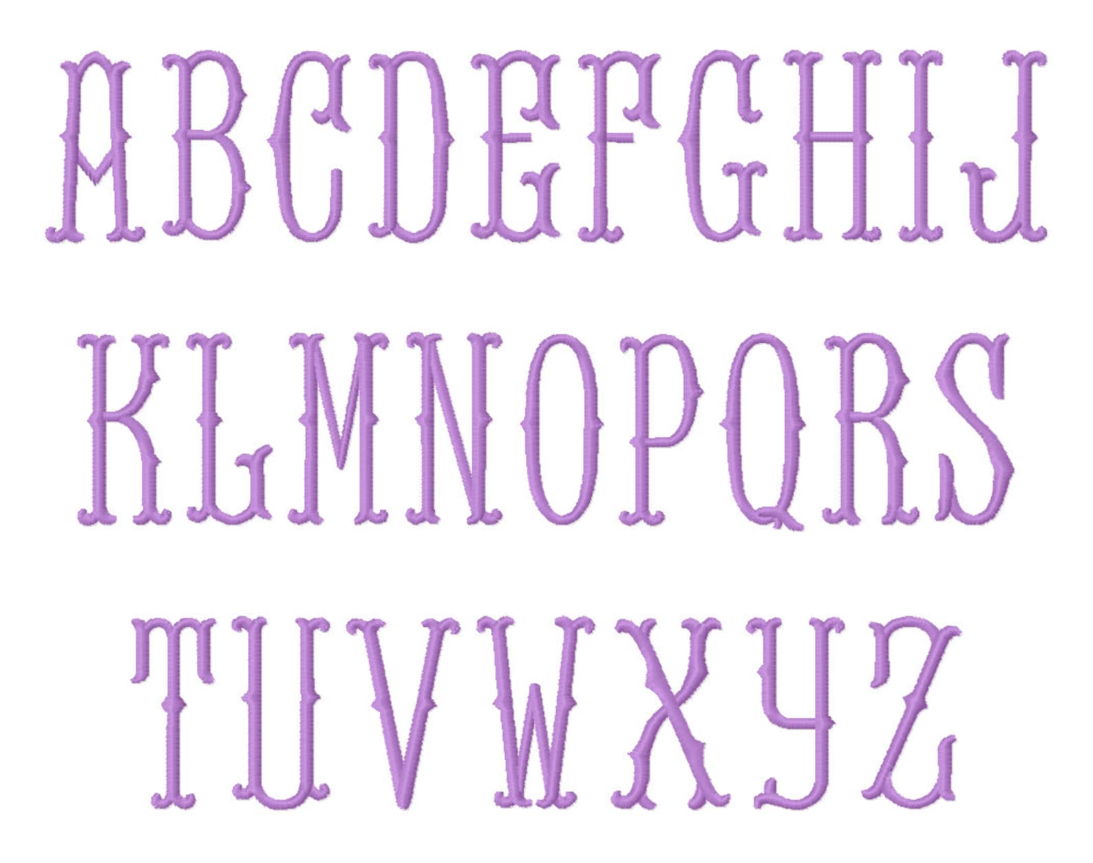 Fishtail Monogram Embroidery Fonts 7 Sizes Three Letters - Etsy