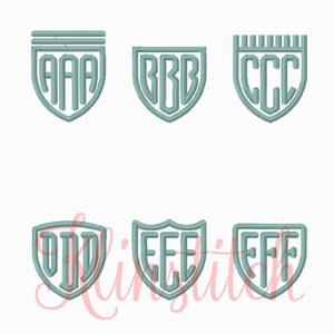 50% Sale!! Shield Monogram Embroidery Fonts 7 Sizes Three Letters ...
