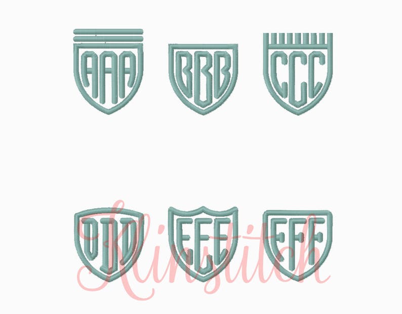 50% Sale Shield Monogram Embroidery Fonts 7 Sizes Three - Etsy