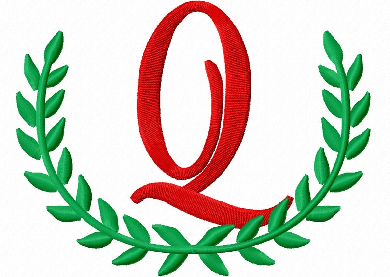 Leaf Font "q" Initial Monogram Embroidery Fonts 11 Sizes Monogram Fonts ...