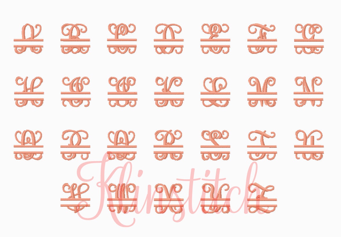 Split Vine Monogram Embroidery Fonts 5 Sizes Three Letters - Etsy