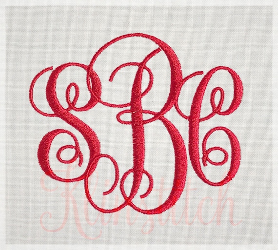 Interlocking Monogram Embroidery Fonts 3 Sizes Three Letters - Etsy