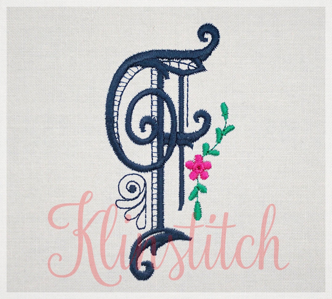Swirl "f" Initial Monogram Embroidery Fonts 5 Sizes Three Letters ...