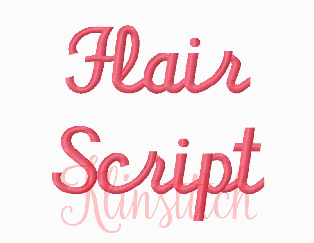 50% Sale!! Flair Script Embroidery Fonts 3 Sizes Fonts BX Fonts ...