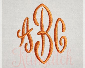 Octagon Monogram Embroidery Fonts 3 Sizes Three Letters | Etsy