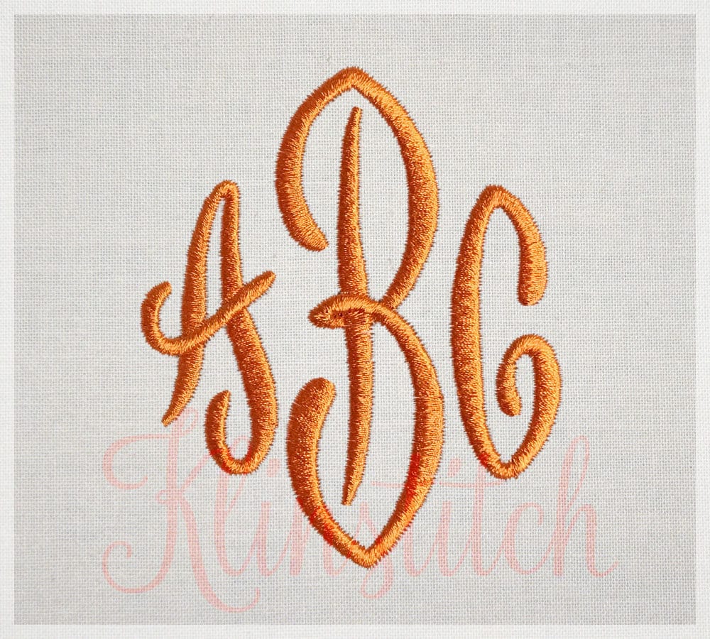 End Scroll Monogram Embroidery Fonts 3 Sizes Three Letters | Etsy