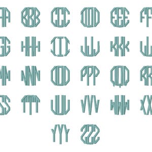Octagon Monogram Embroidery Fonts 3 Sizes Three Letters Monogram Fonts ...