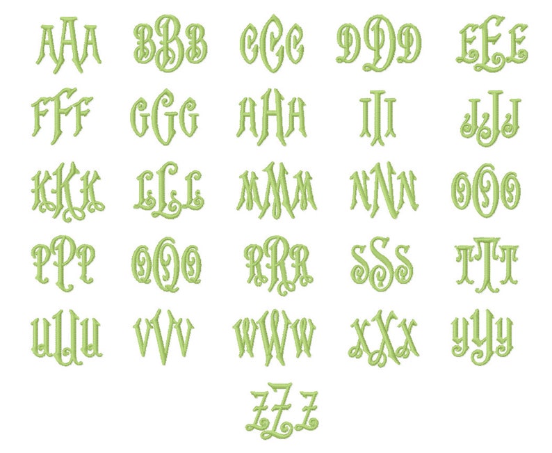Carson Monogram Embroidery Fonts 5 Sizes Three Letters Monogram Fonts ...