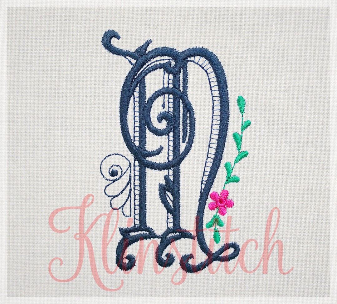 Swirl "m" Initial Monogram Embroidery Fonts 5 Sizes Three Letters ...