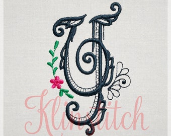 Swirl b Initial Monogram Embroidery Fonts 5 Sizes | Etsy