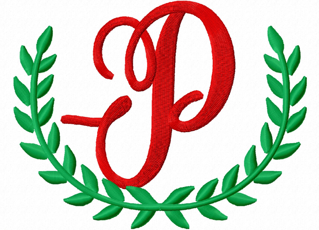 Leaf Font "p" Initial Monogram Embroidery Fonts 11 Sizes Monogram Fonts ...