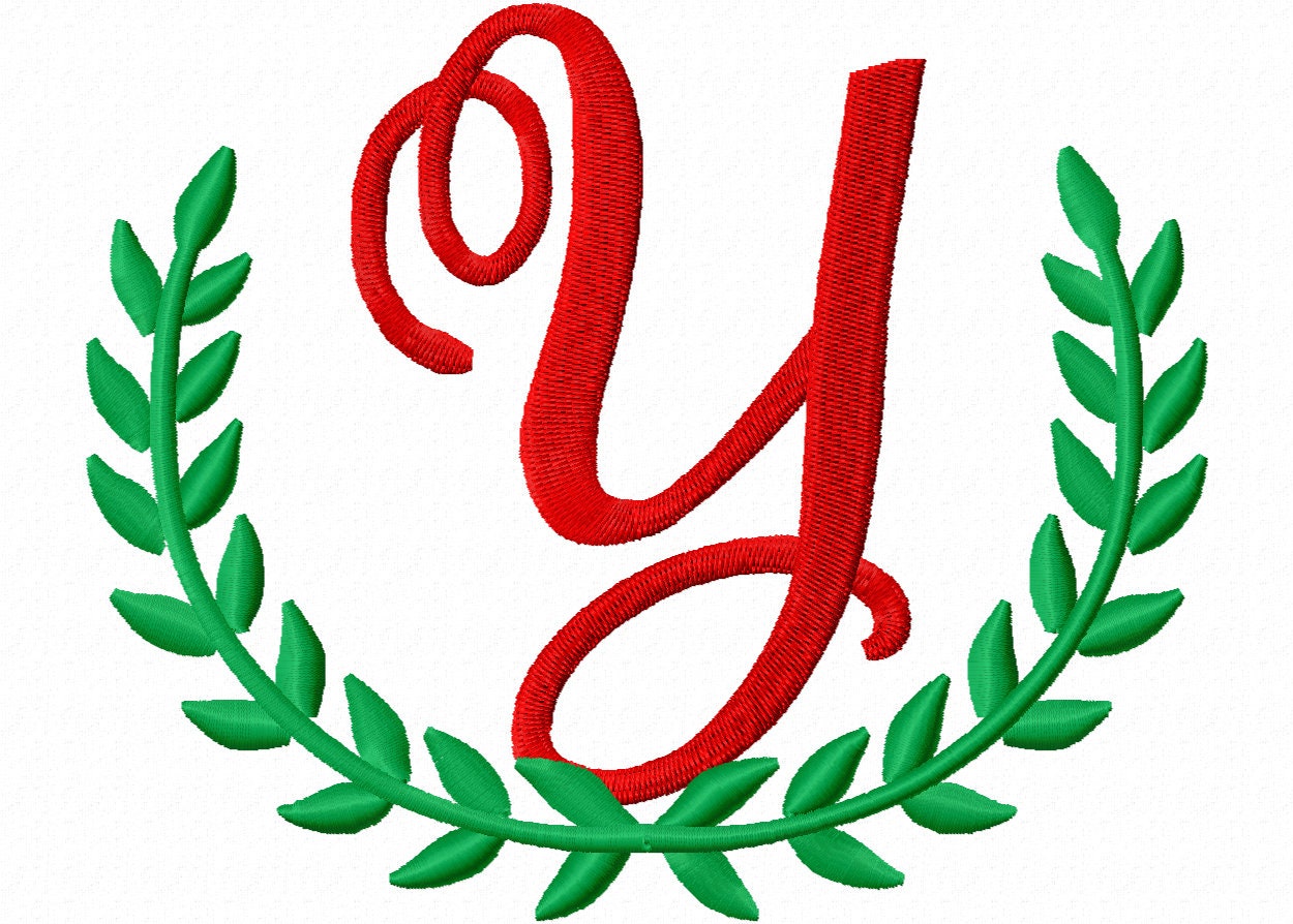 Leaf Font y Initial Monogram Embroidery Fonts 11 | Etsy