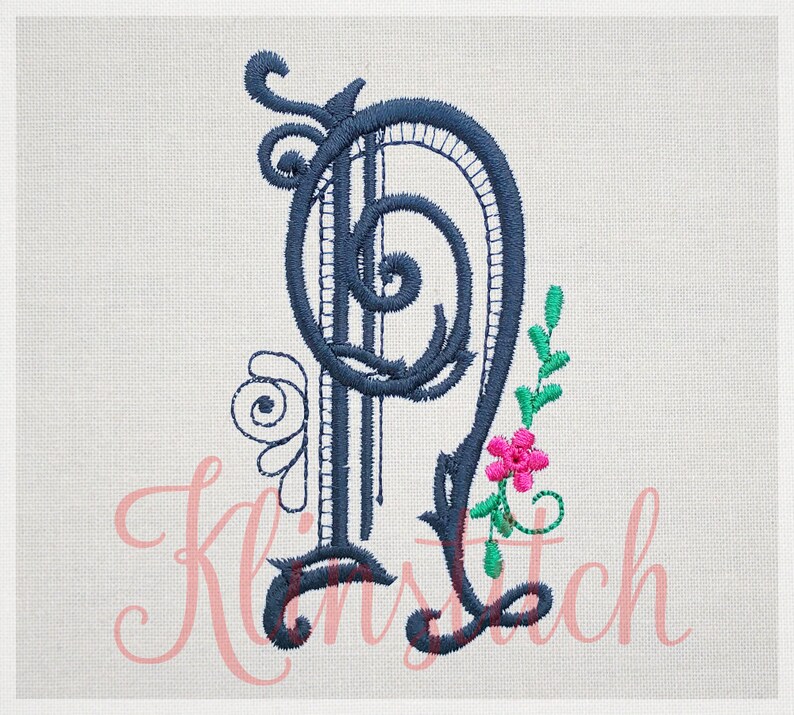 Swirl n Initial Monogram Embroidery Fonts 5 Sizes | Etsy