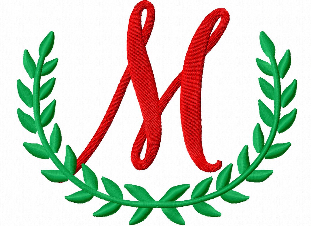 Leaf Font "m" Initial Monogram Embroidery Fonts 11 Sizes Monogram Fonts ...