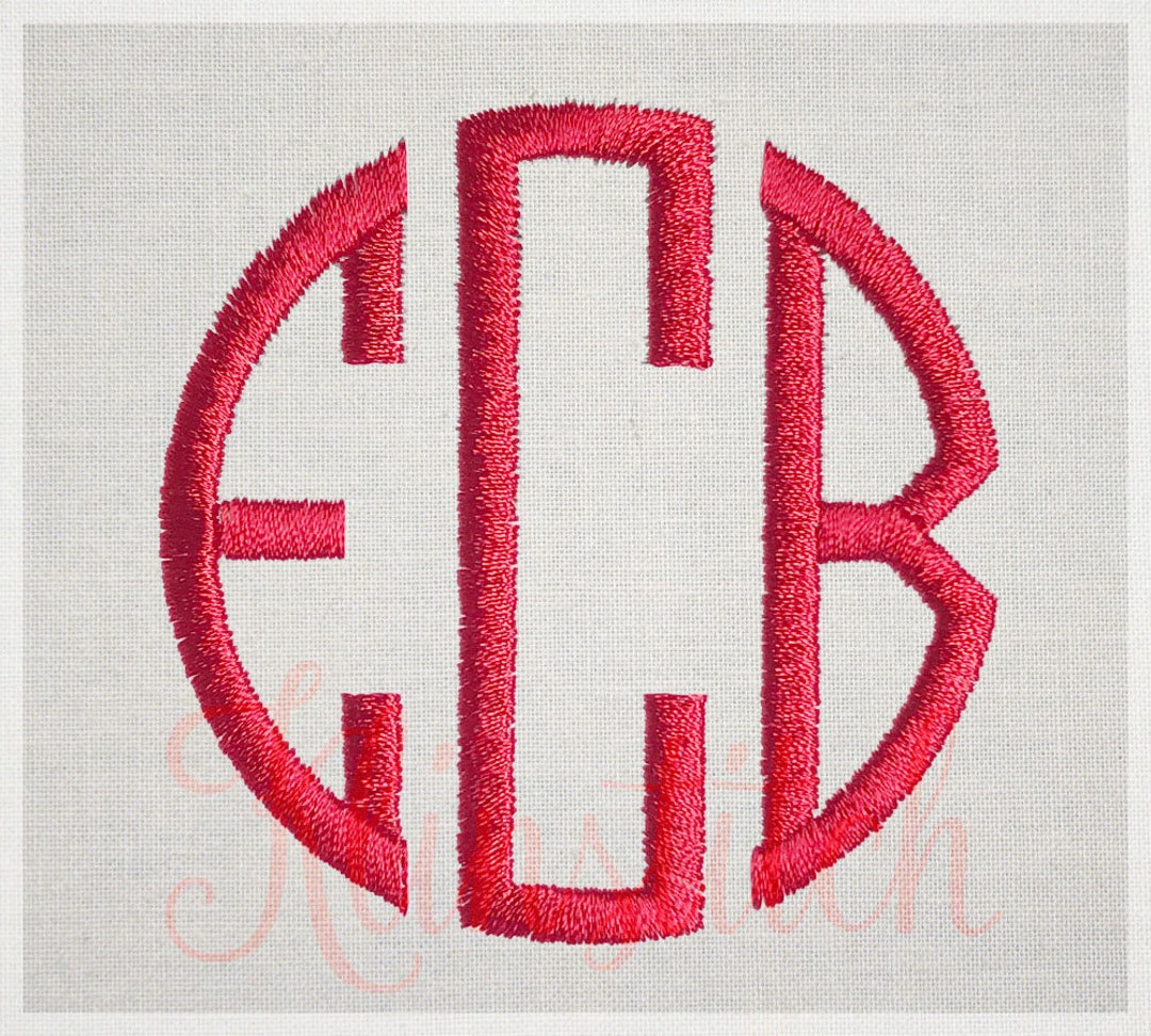 Slim Circle Monogram Embroidery Fonts 7 Sizes Three Letters Monogram ...