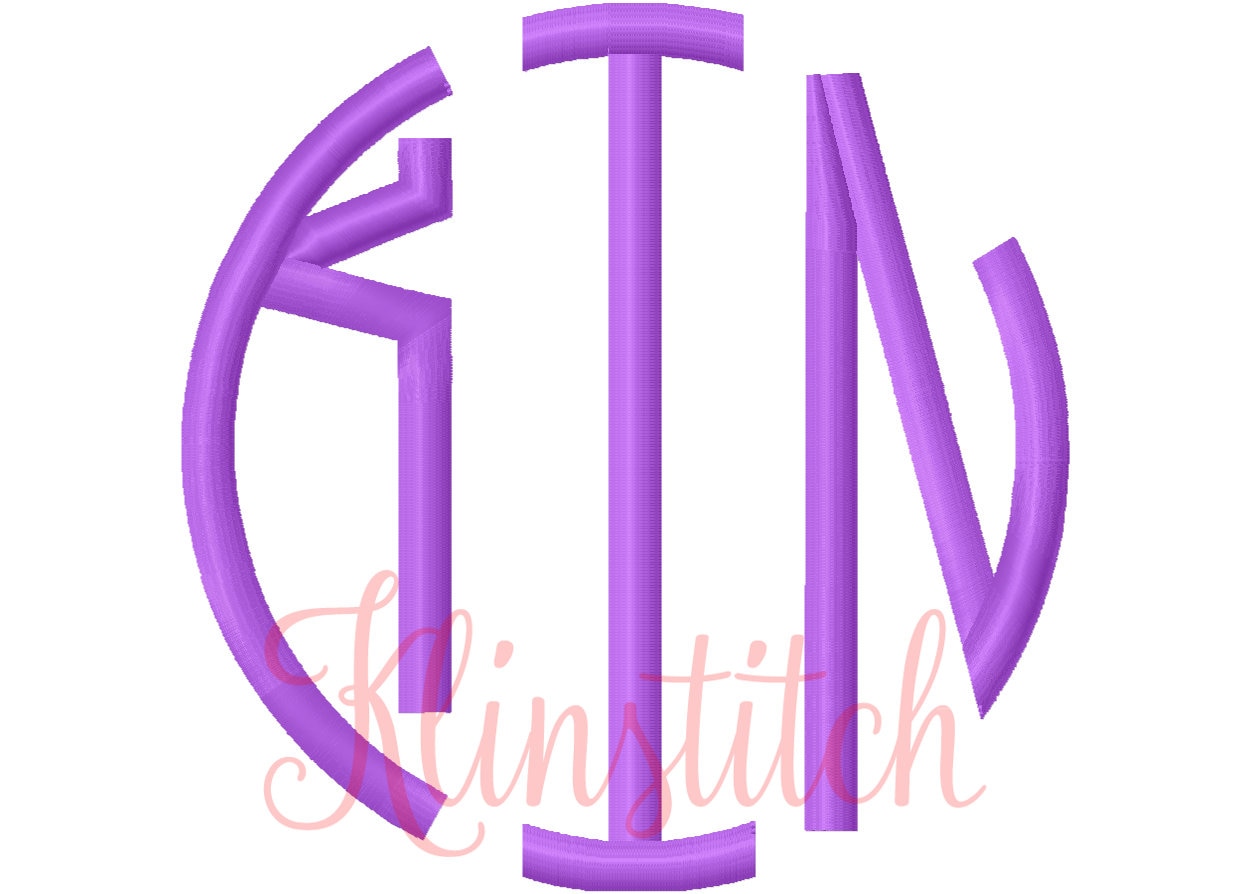 50% Sale Circle Monogram Embroidery Fonts 7 Sizes Three - Etsy
