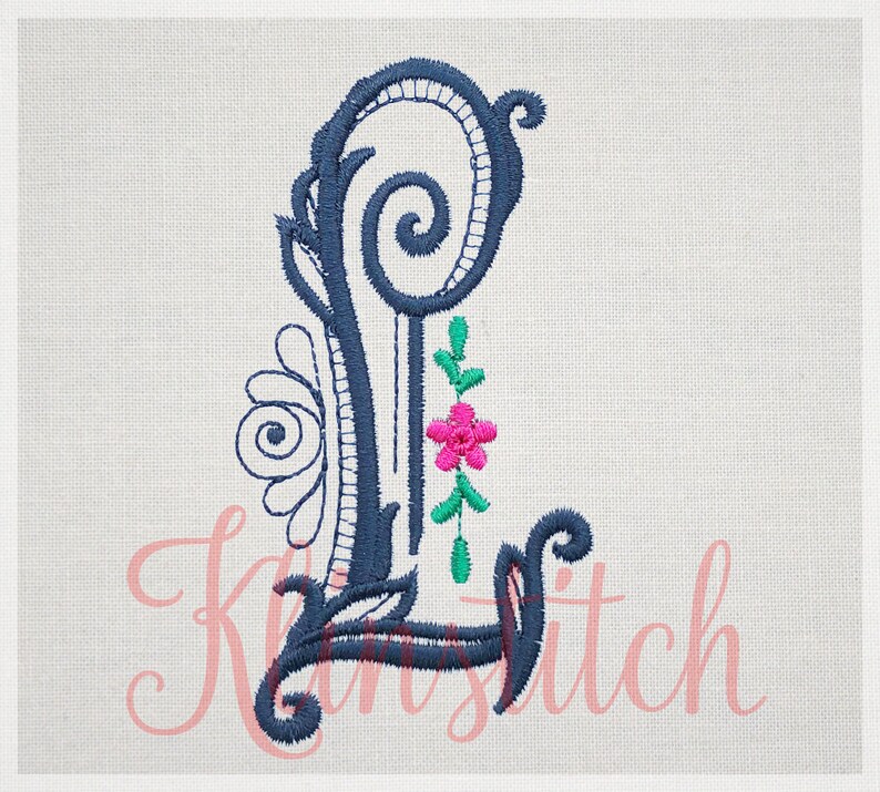 Swirl l Initial Monogram Embroidery Fonts 5 Sizes - Etsy