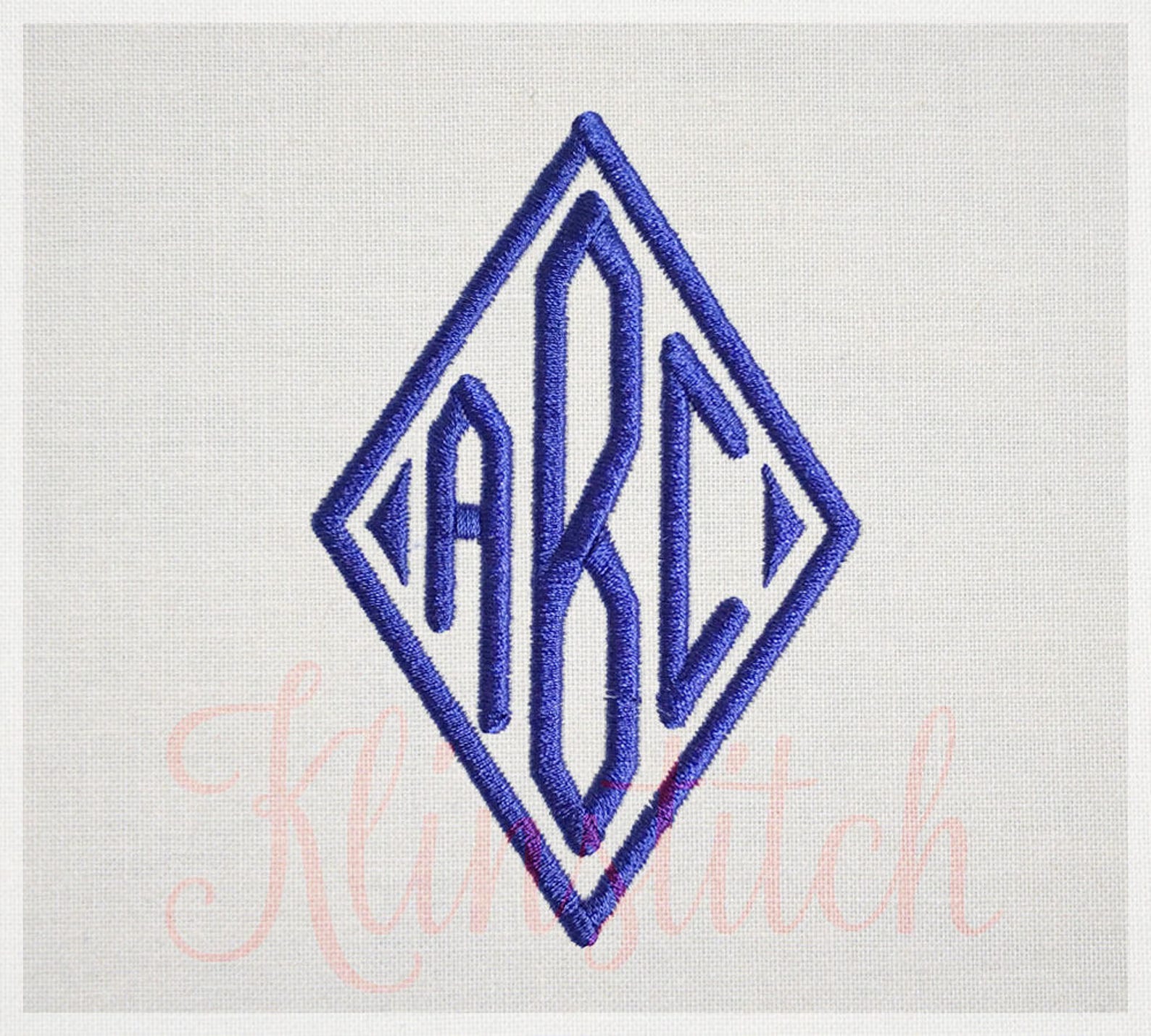 Diamond Monogram Embroidery Fonts 4 Sizes Three Letters - Etsy