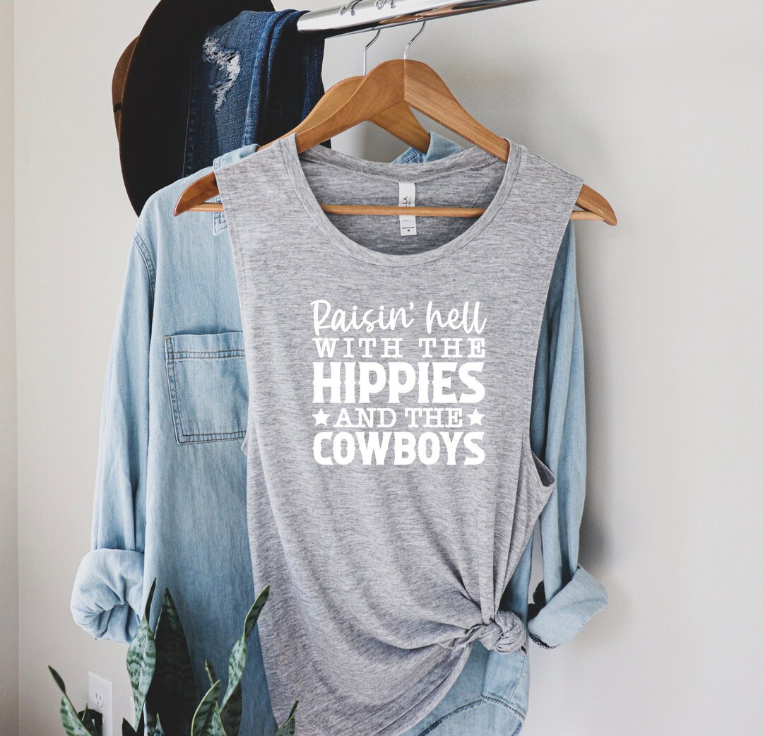 Raisin' Hell With the Hippes and the Cowboys Flowy Muscle Tank - Etsy