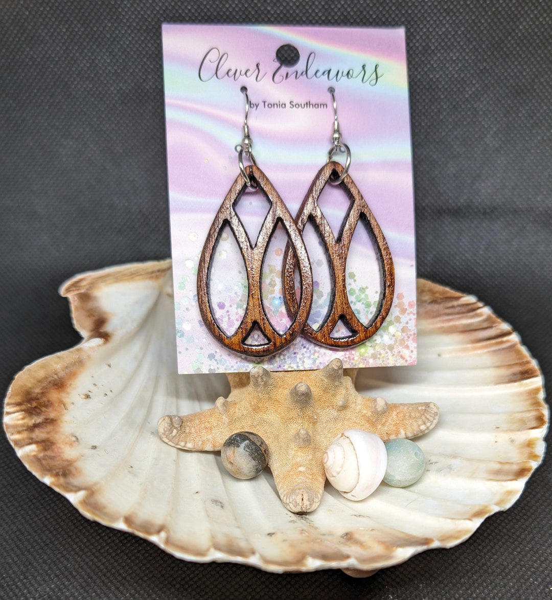 The Perfect Neutral Accessory Wood Cut Dangling Earrings - Etsy