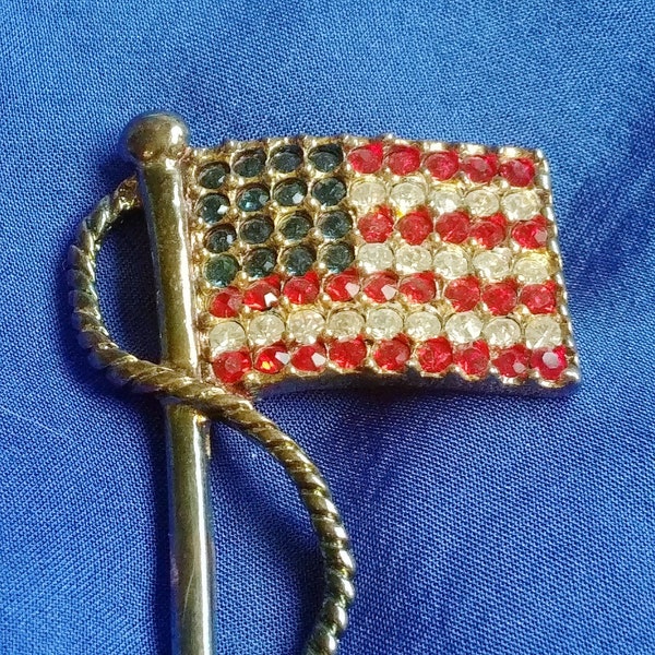 Rhinestone Flag Pin - Etsy