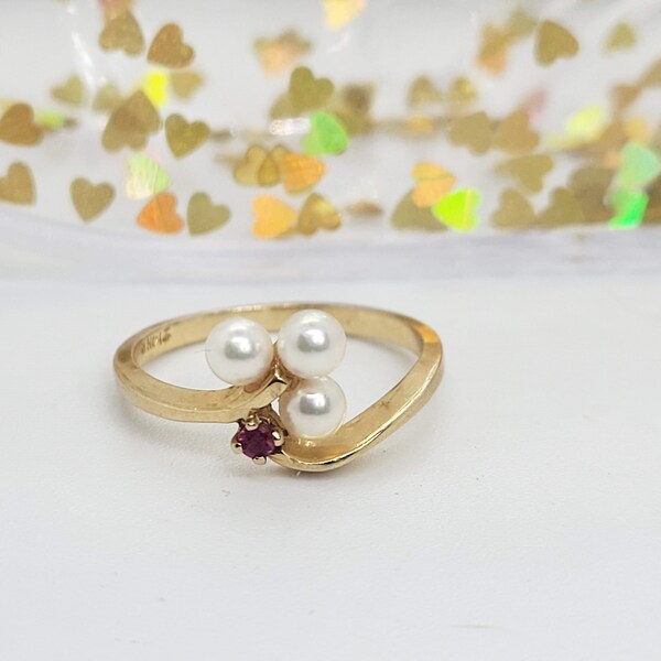 Ruby Pearl Ring - Etsy