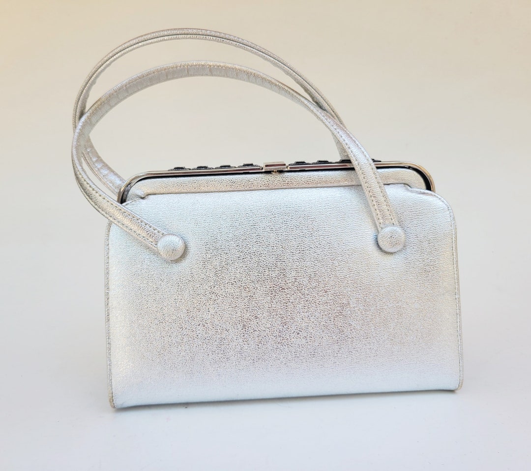 Silver Metallic Top Handled Handbag - Etsy