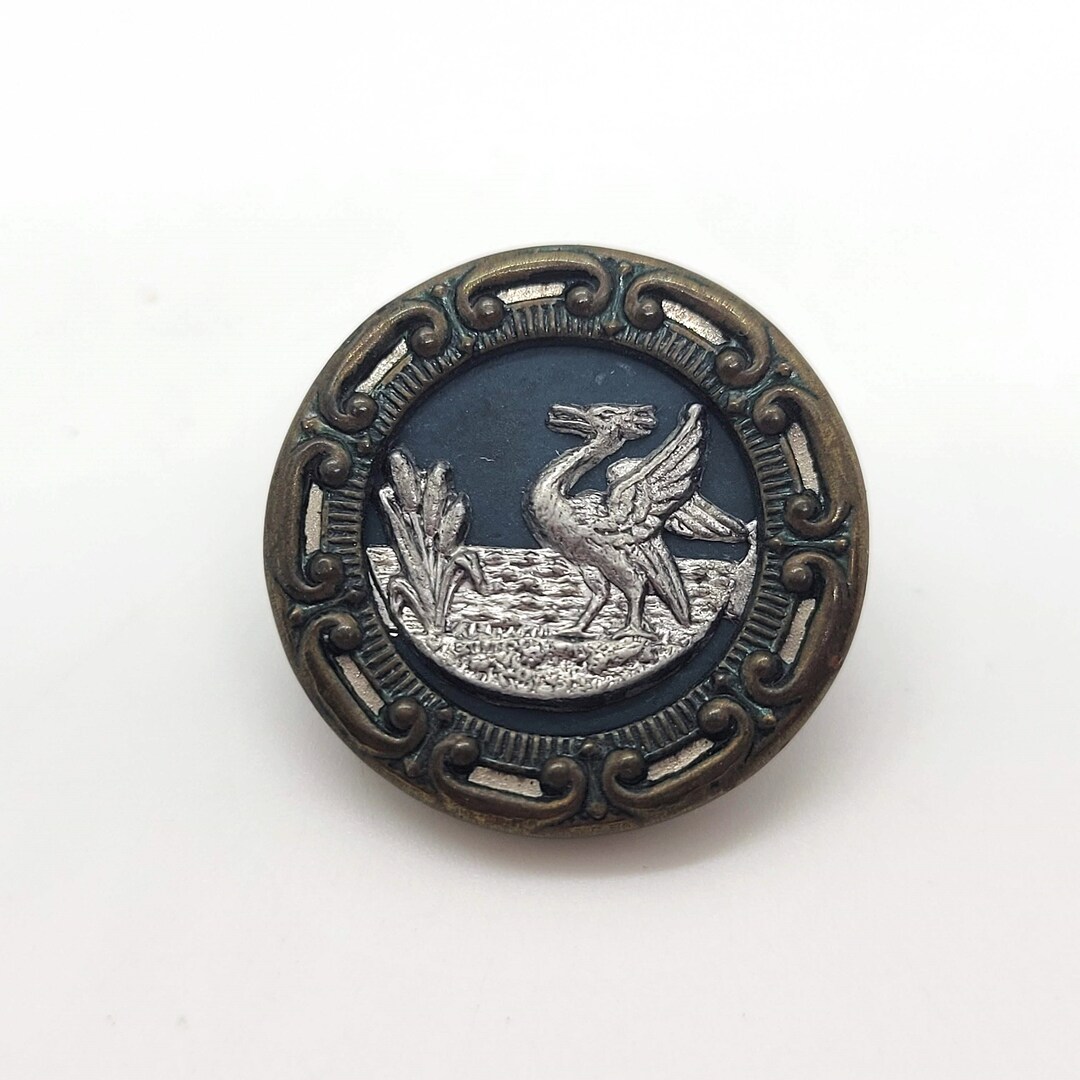 Victorian Pewter Crane Shank Button - Etsy
