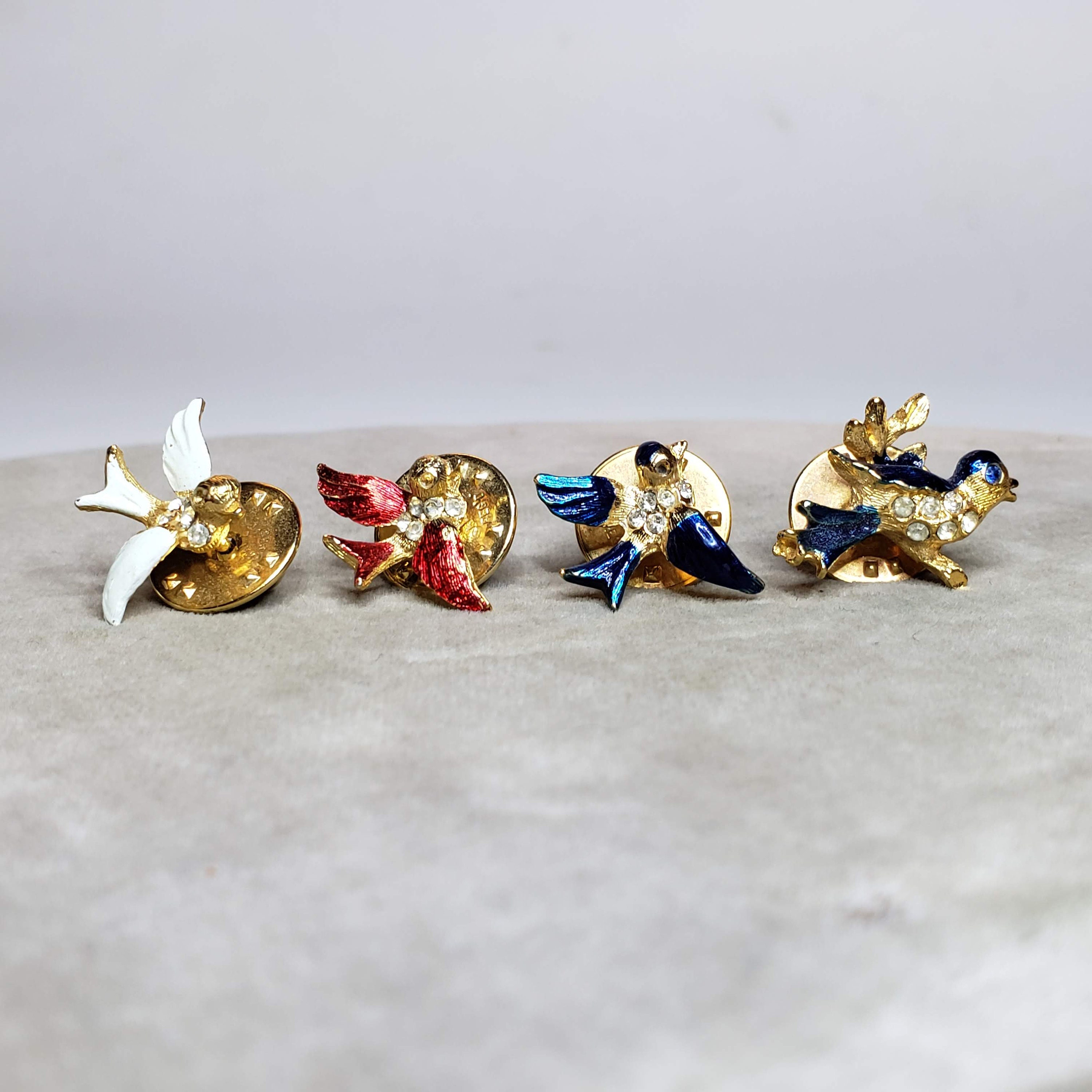 Tiny Enameled Painted Bird Lapel Pin - Etsy