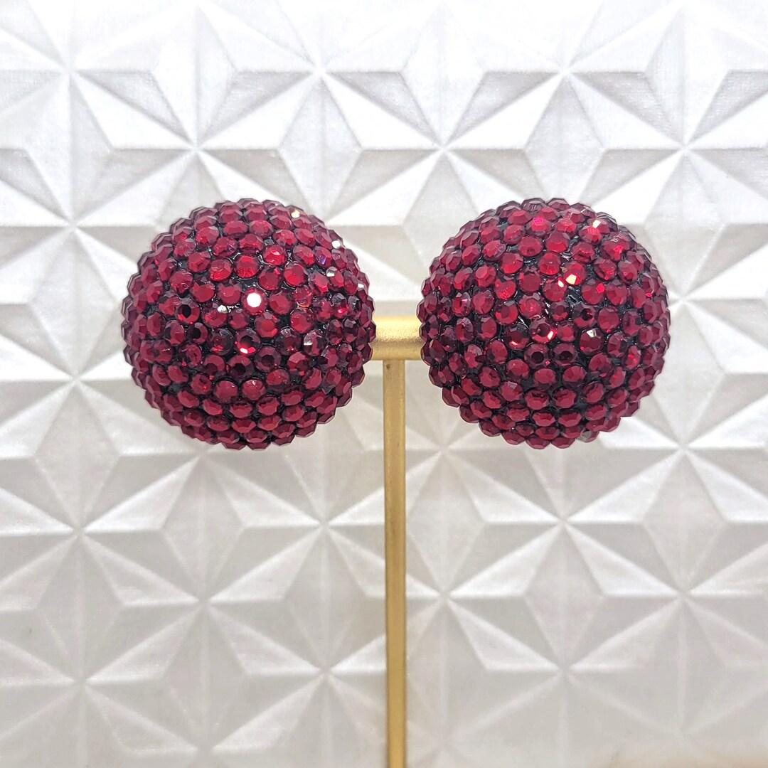 Red Richard Kerr Style Rhinestone Clip on Earrings - Etsy