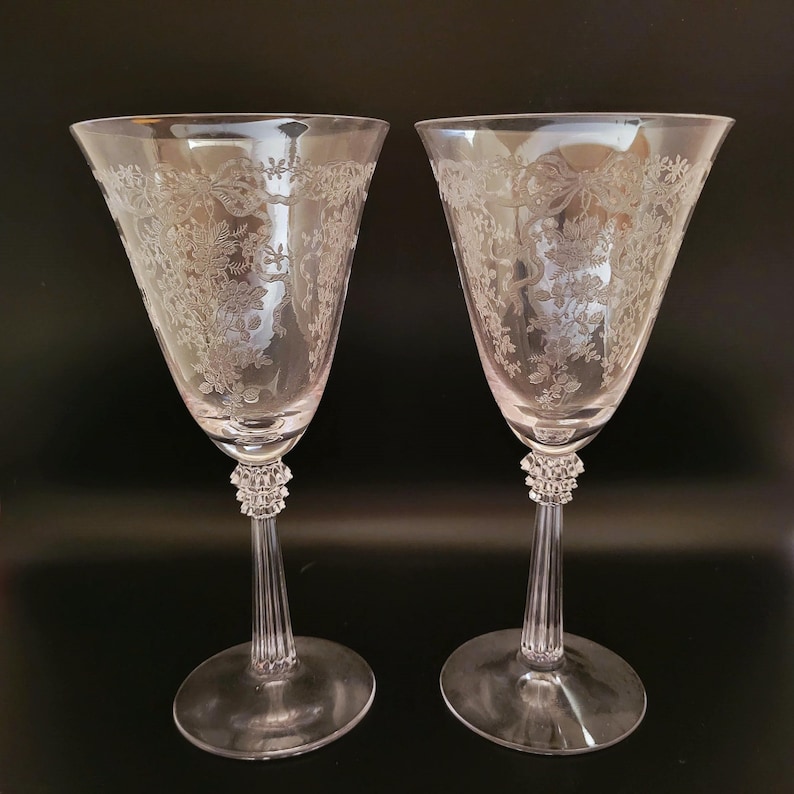 Vintage Fostoria Romance Wine Glasses - Set of 2 - Etsy