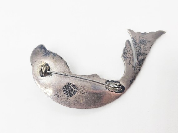 Vintage Early Taxco Sterling Fish brooch - Gem