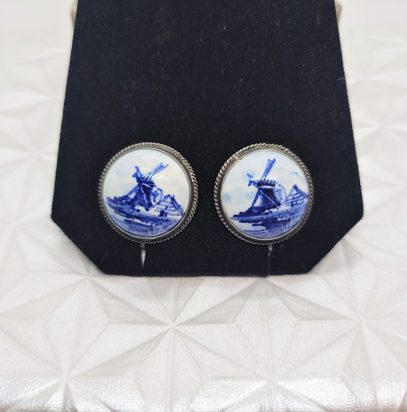 vintage delft earrings - Gem