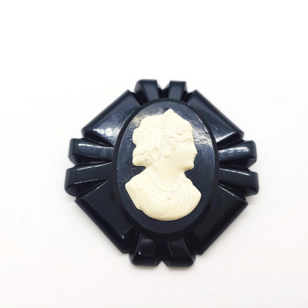 Black Bakelite Cameo - Etsy