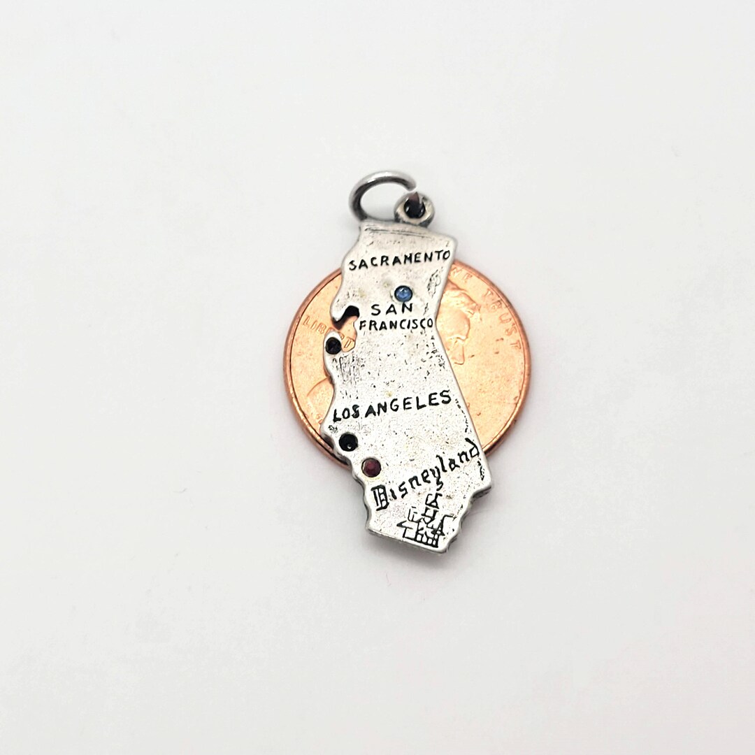Vintage Sterling California Map Charm - Etsy