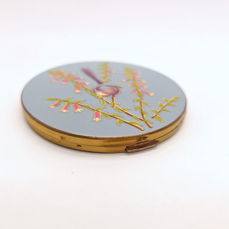 Vintage Elgin American Powder Compact, Hand Painted Floral Design, Blue ...