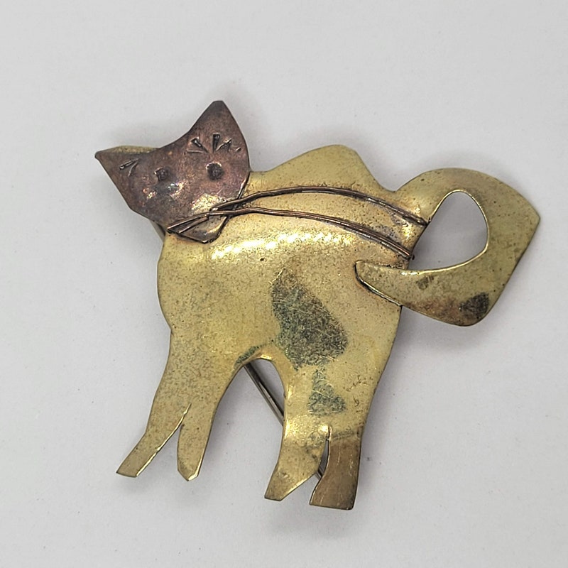 Copper Cat Brooch - Etsy