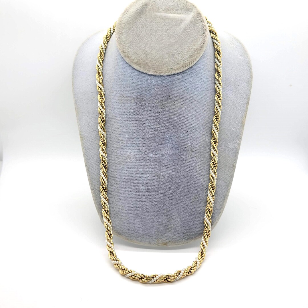 Vintage Monet Rope Chain and Pearls Necklace - Etsy