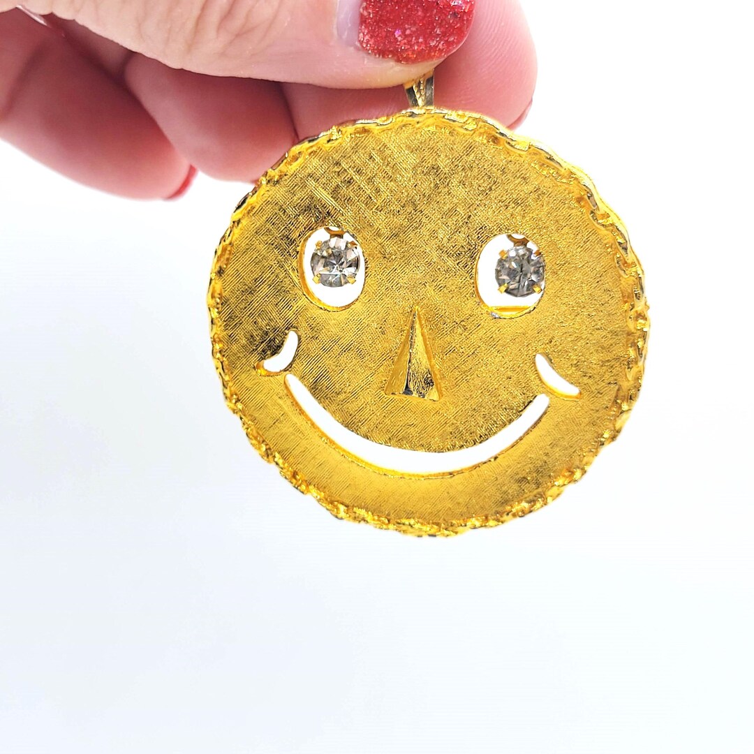 Rhinestone Smiley Face Pendant or Brooch - Etsy