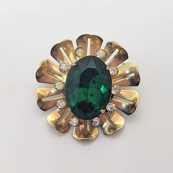 Green Rhinestone Pin - Etsy