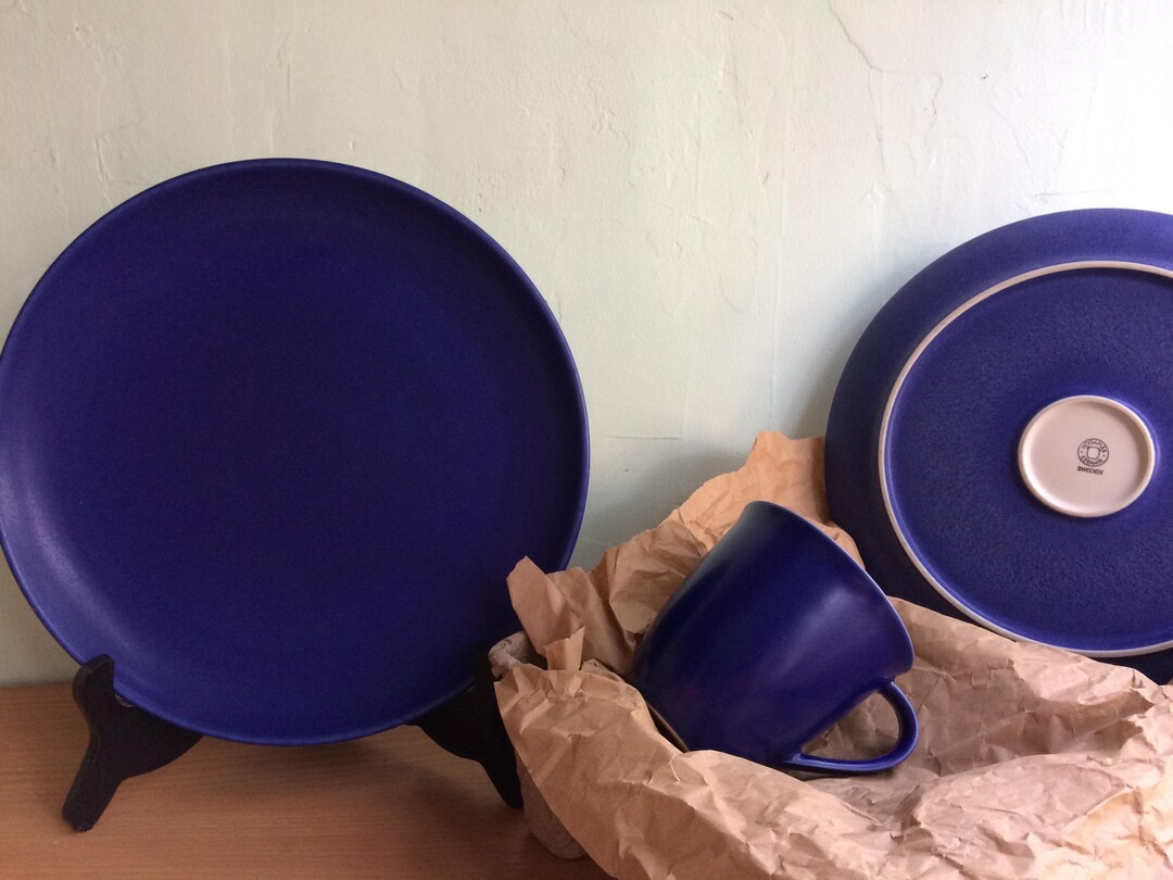 Höganäs Blue Navy Stoneware Dinner Plates Ø 26 Cm / Swedish '90s Design ...