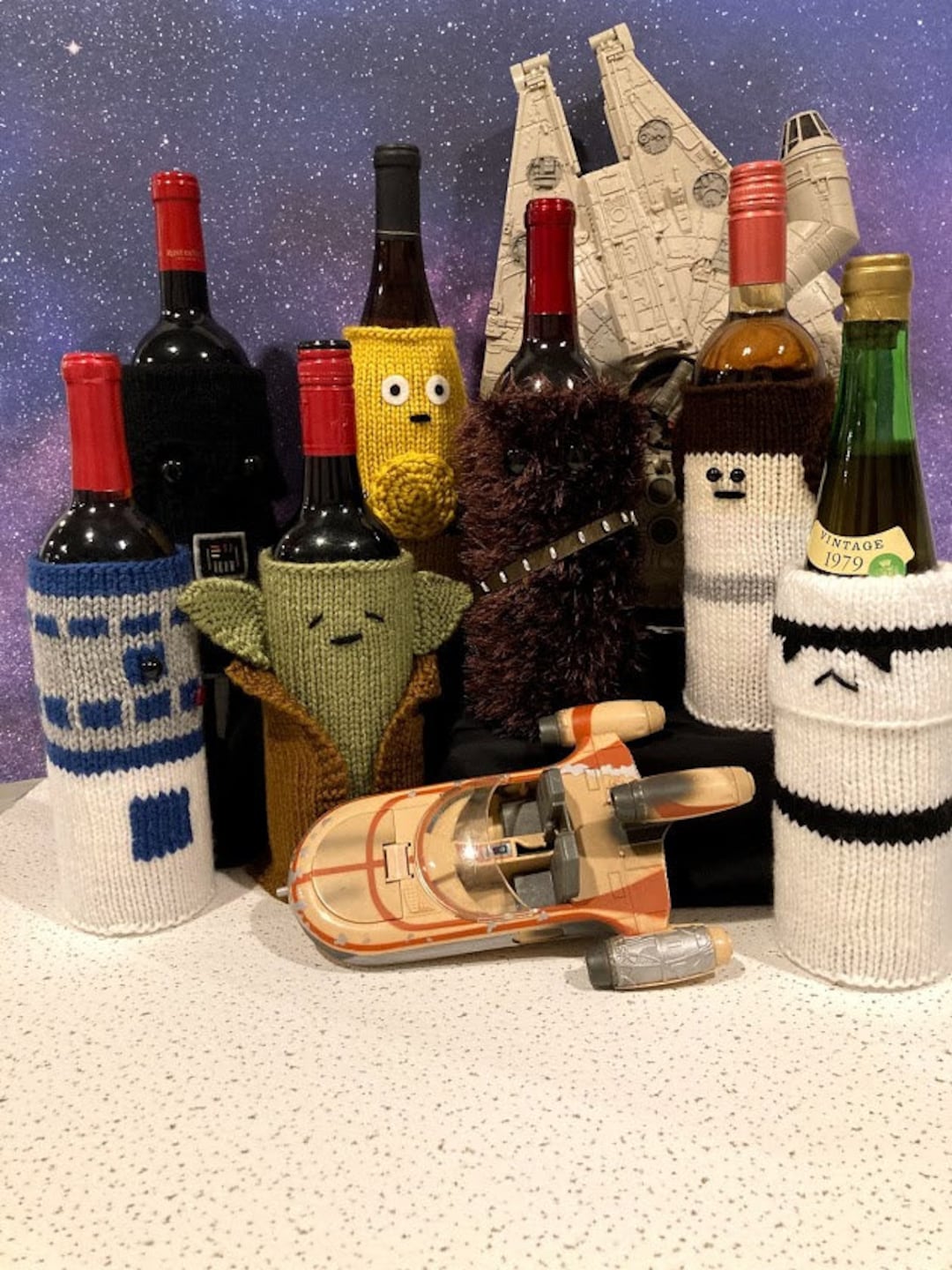 Star Wars Inspired Wine Bottle Cover, Wine Bottle Cozie Hand Knit - Etsy