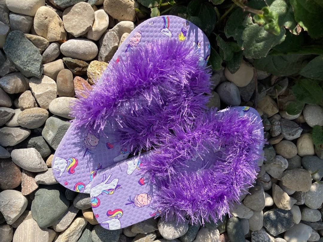 Fuzzy Fluffy Flip Flops - Child - Etsy