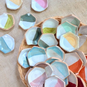 GEO SPICE DISH Speckled Stoneware Tiny Plate, Ceramic Trinket Dish ...