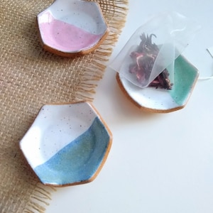 GEO SPICE DISH Speckled Stoneware Tiny Plate, Ceramic Trinket Dish ...