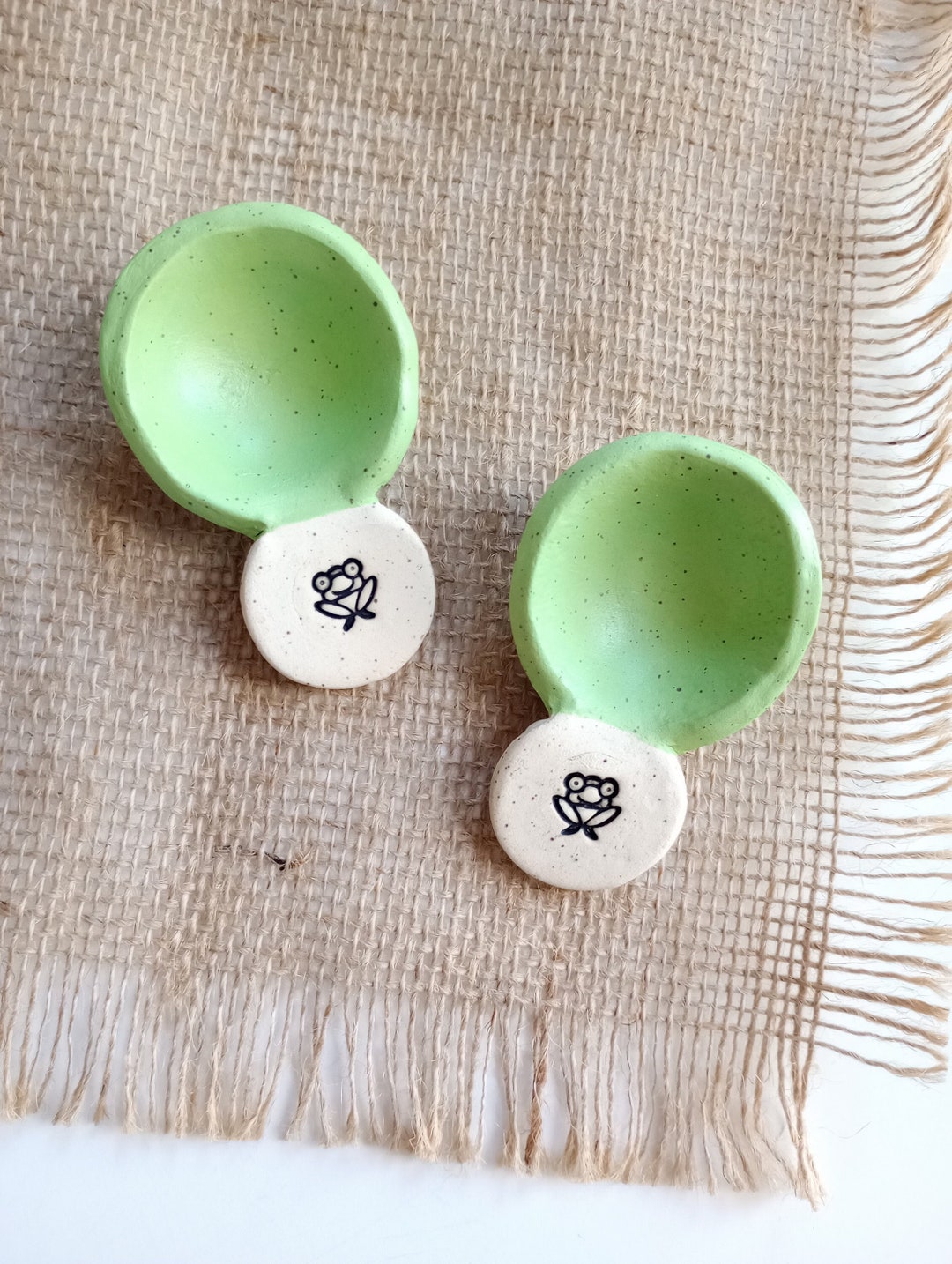 SPECKLED FROG SPOON, Stoneware Spoon, Lime Green Spoon, Tablespoon ...