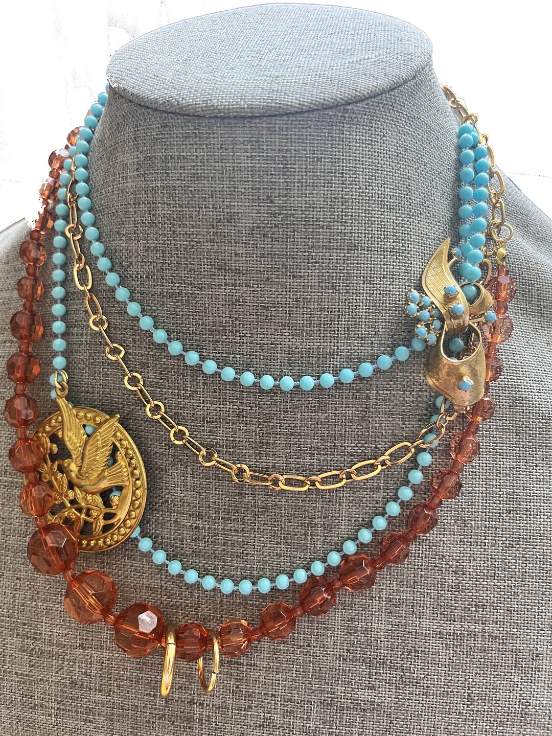 Upcycled Necklace, Made With Different Pieces of Vintage Necklaces ...