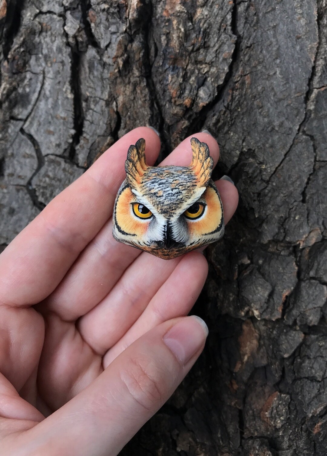 Dark Owl Cabochon Necklace Animal Flatback Cabs for Beading Clay ...