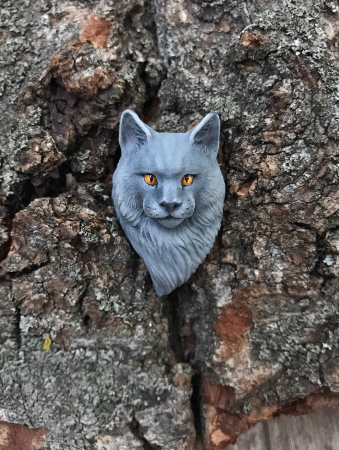 Gray Cat Cabochon Maine Coon Necklace Flatback Animal Cabs for Beading ...