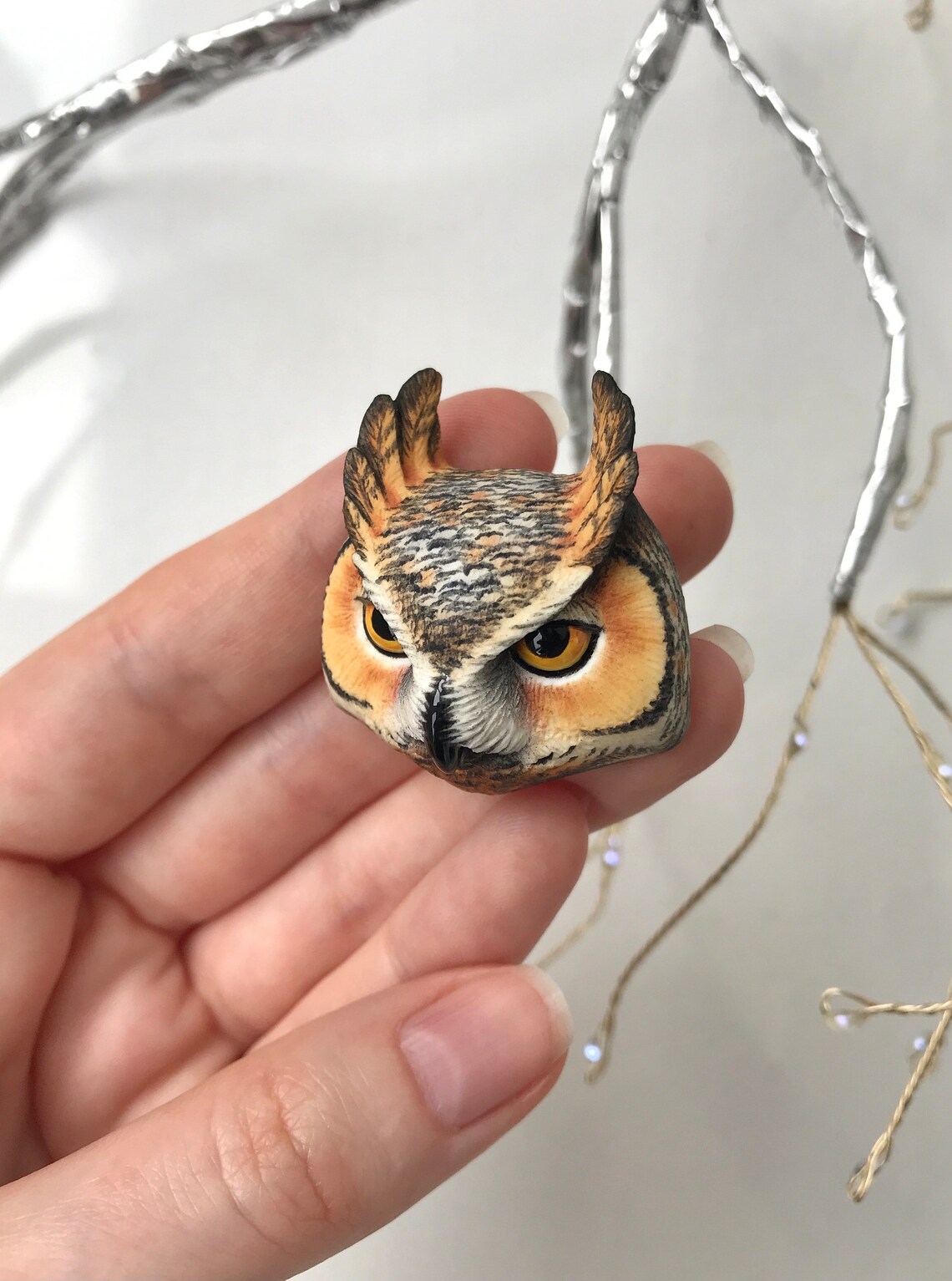 Dark Owl Cabochon Necklace Animal Flatback Cabs for Beading Clay ...